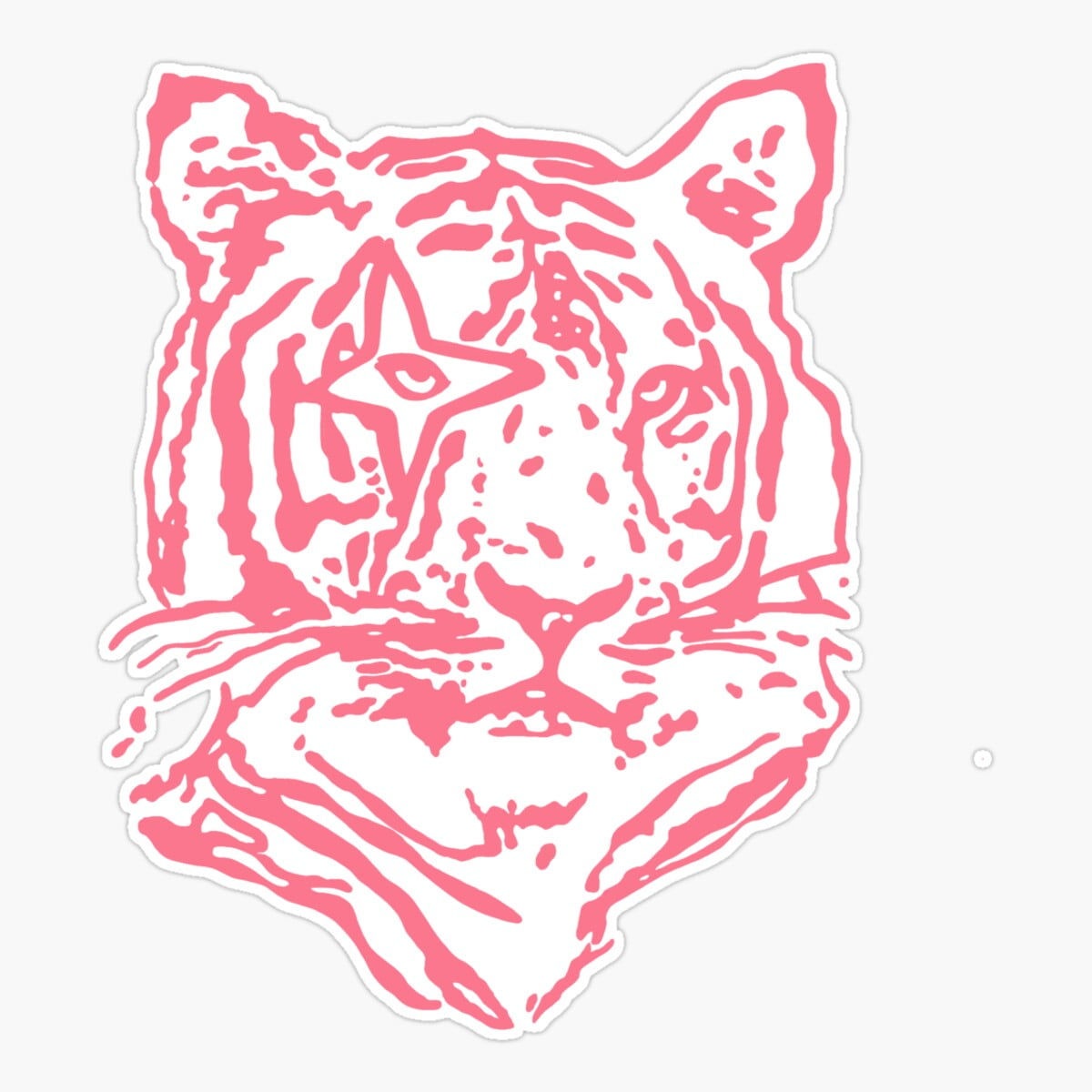 Onim Pink Tiger Outline Sticker, Phone Decal Water Bottle Stickers Car ...