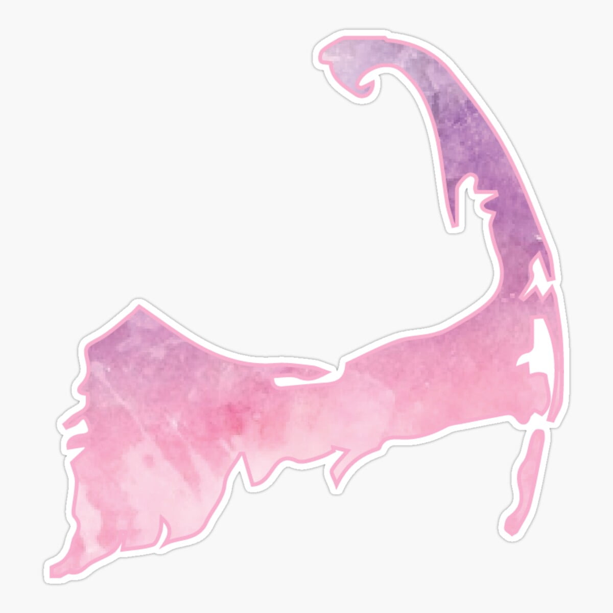 Onim Pink Watercolor Cape Cod Sticker Sticker, Phone Decal Water Bottle ...