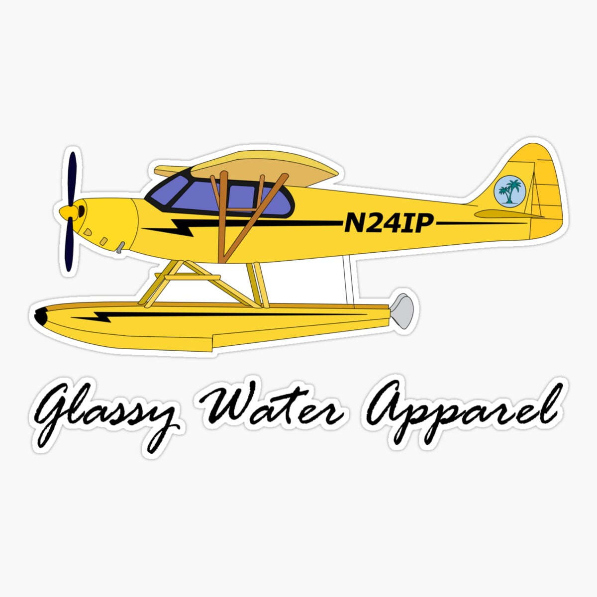 Onim Piper Cub On Floats Glassy Water Apparel Sticker, Phone Decal ...