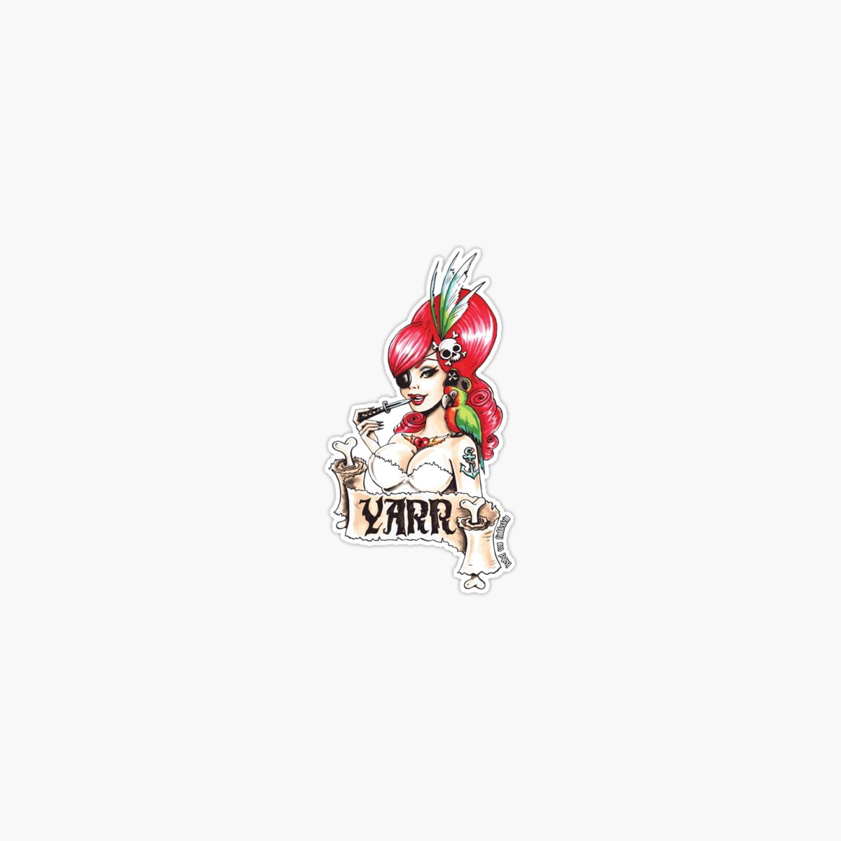 Onim Pirate pinup Yarr me hearties! Sticker - Walmart.com
