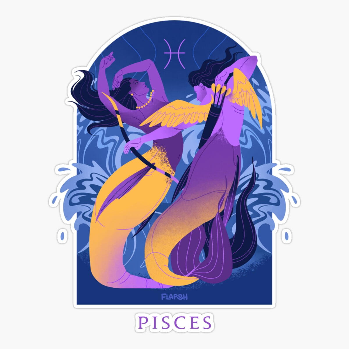 Onim Pisces - Ancient Greek Astrology Series Sticker, Phone Decal Water ...