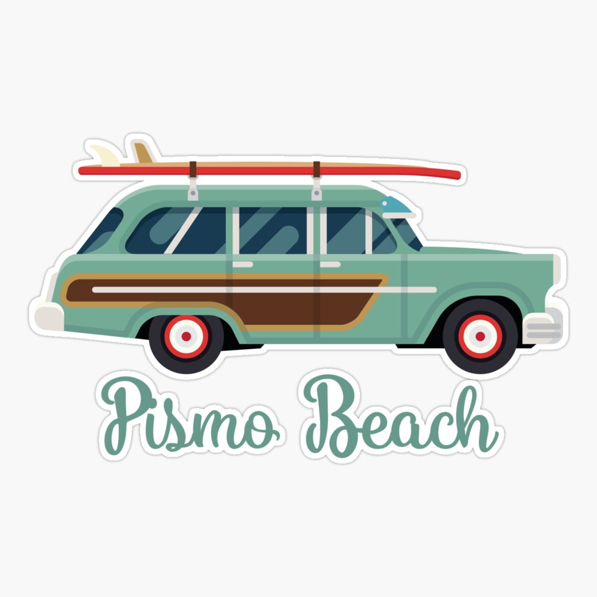 Onim Pismo Beach California Retro Surf Wagon Sticker, Phone Decal Water ...