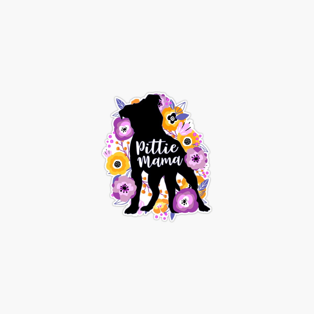 Onim Pittie Mama Flower Burst Sticker, Phone Decal Water Bottle ...