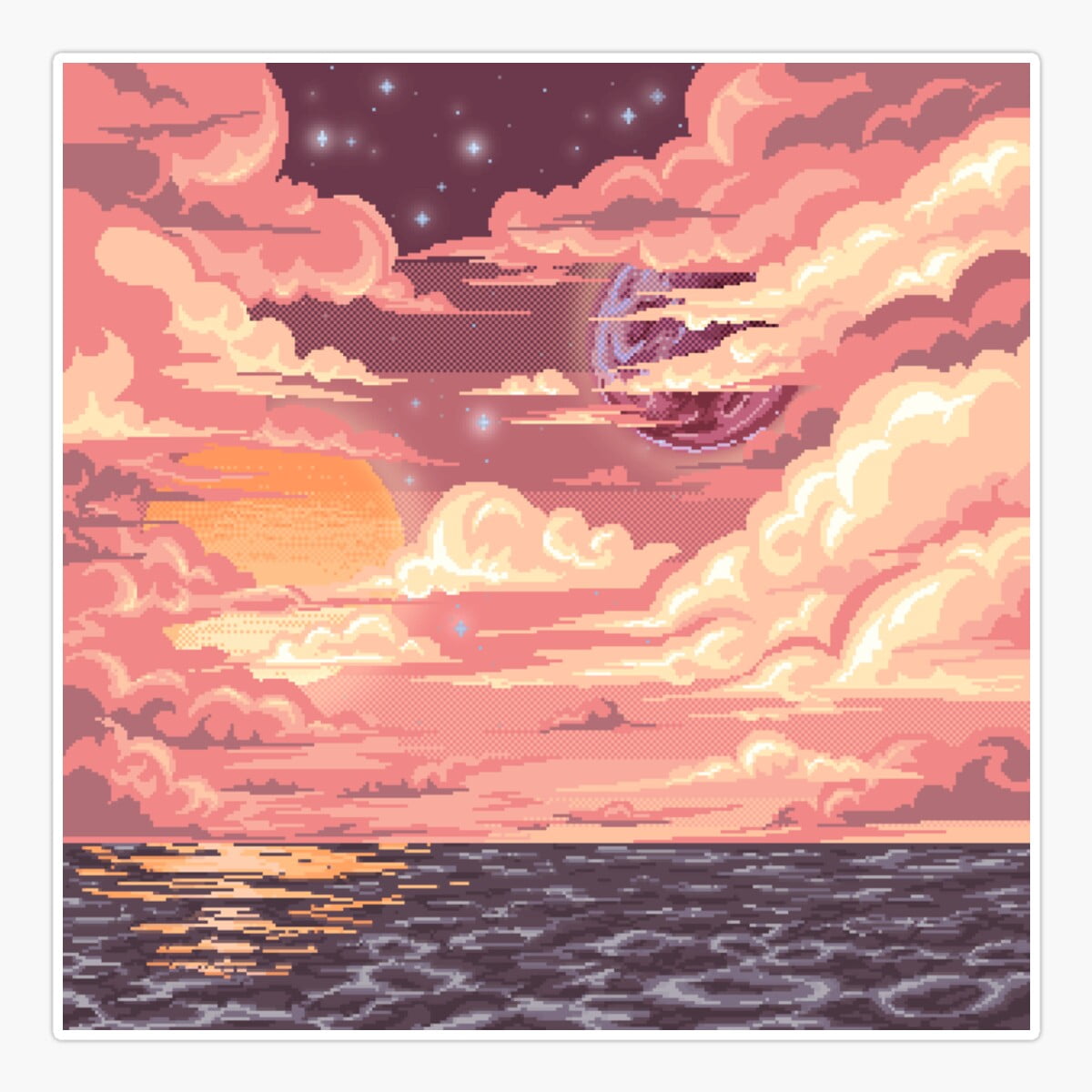 Onim Pixel Art Dusk Sticker, Phone Decal Water Bottle Stickers Car ...