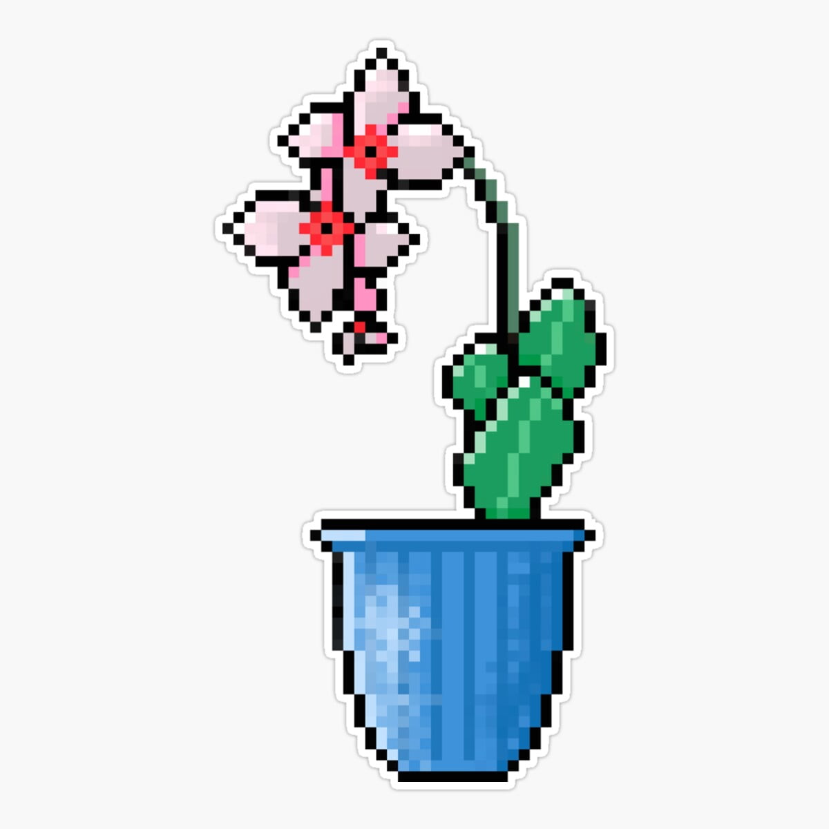 Onim Pixel Art Plant Flower Sticker, Phone Decal Water Bottle Stickers ...