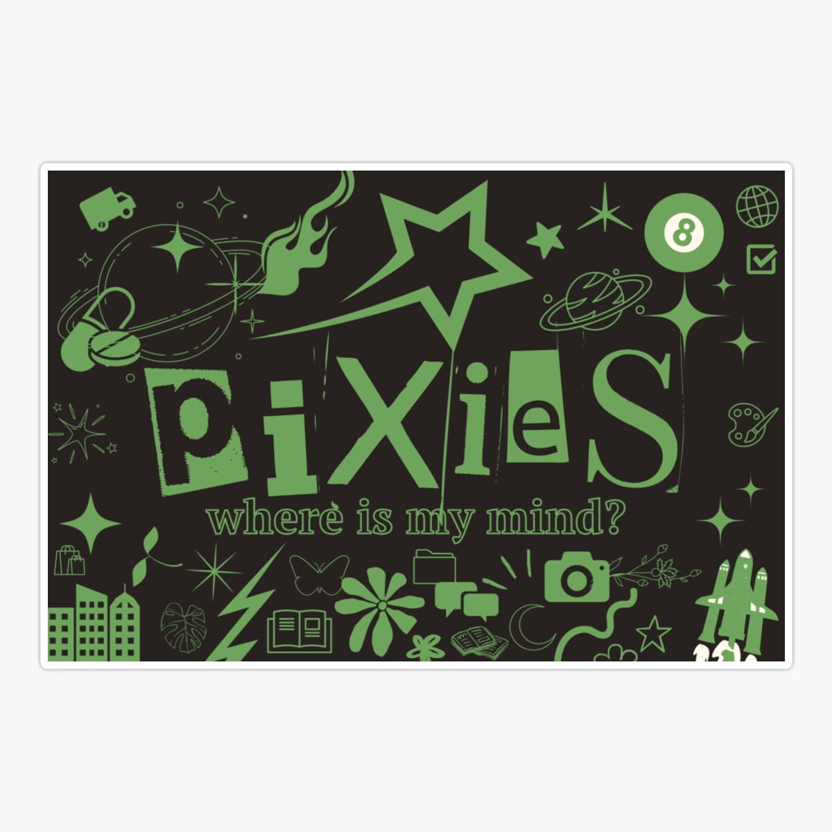 Onim Pixies Sticker Lyrics Where Is My Mind Sticker, Phone Decal Water ...
