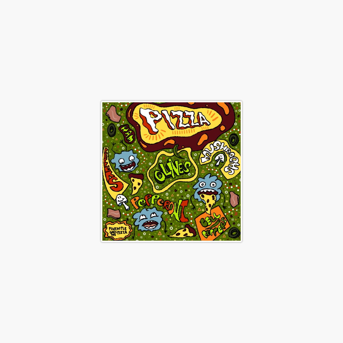 Onim Pizza Toppings Sticker, Phone Decal Water Bottle Stickers Car ...