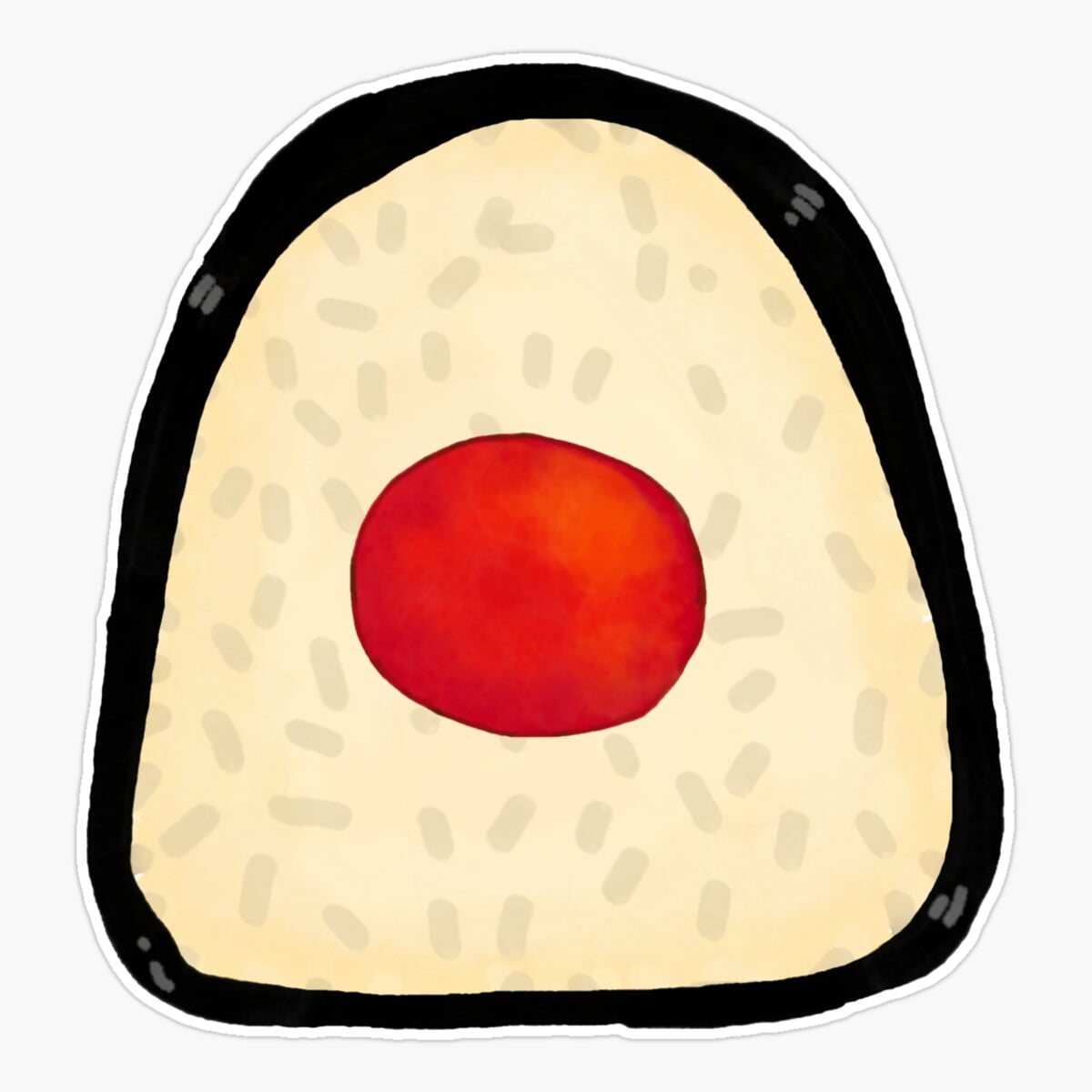 Onim Plum Onigiri With Nori Seaweed In Watercolor Style Sticker, Phone ...