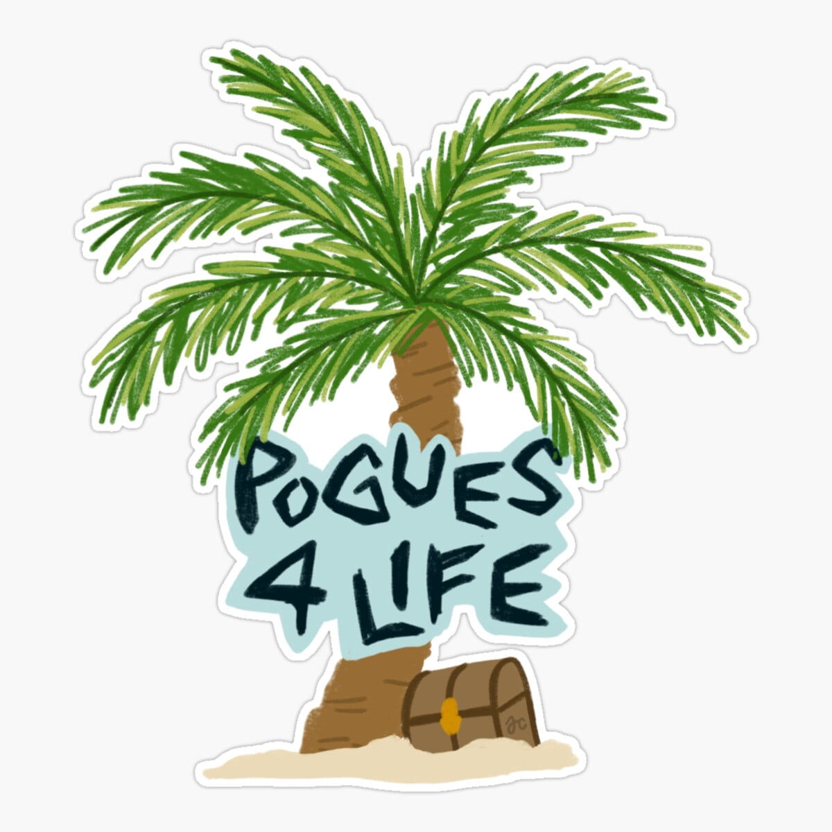 Onim Pogues For Life Palm Tree Sticker, Phone Decal Water Bottle ...