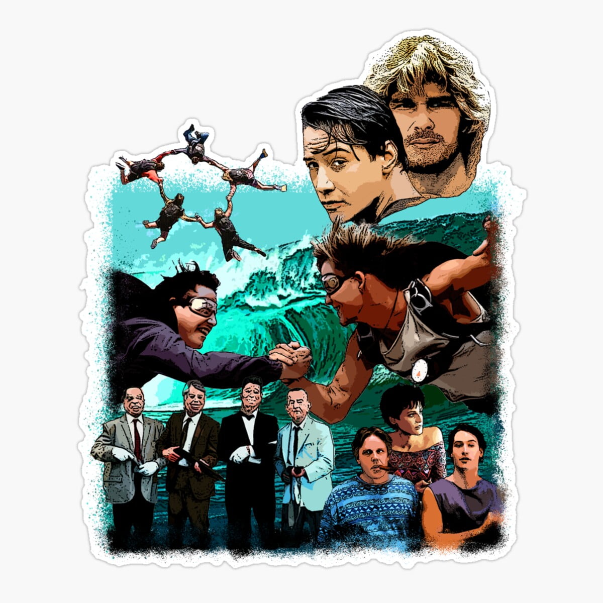 Onim Point Break Ocean Waves Sticker, Phone Decal Water Bottle Stickers ...