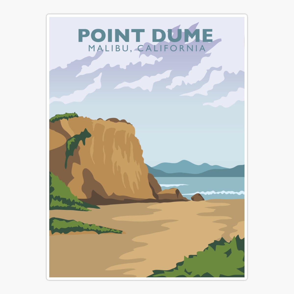 Onim Point Dume Malibu Travel Poster Sticker, Phone Decal Water Bottle ...
