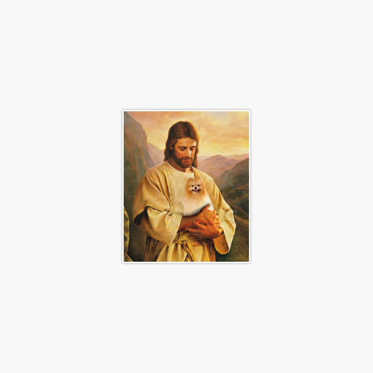 Onim Pomeranian Dog And Jesus Lover Sticker, Phone Decal Water Bottle ...