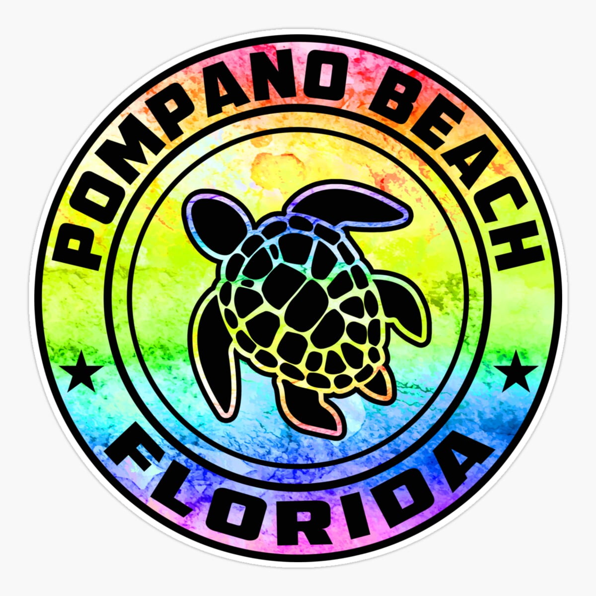 Onim Pompano Beach Beach Florida Sea Turtle Fl Sticker, Phone Decal ...