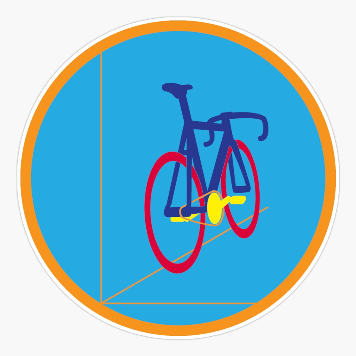 Onim Pop Art Dark Blue Frame Leaning Bicycle Sticker, Phone Decal Water ...