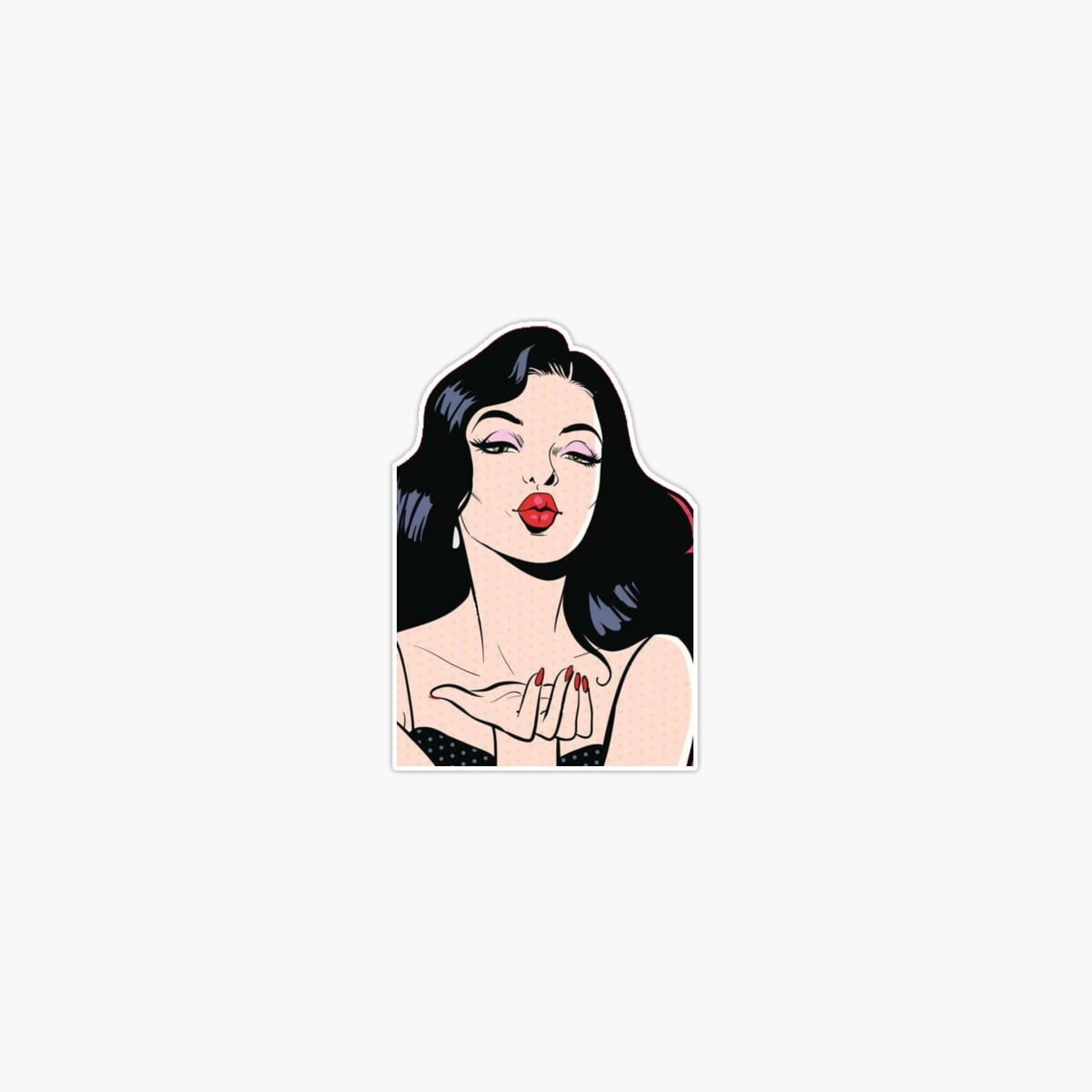 Onim Pop Art Woman in Red Lipstick Kiss Sticker - Walmart.com