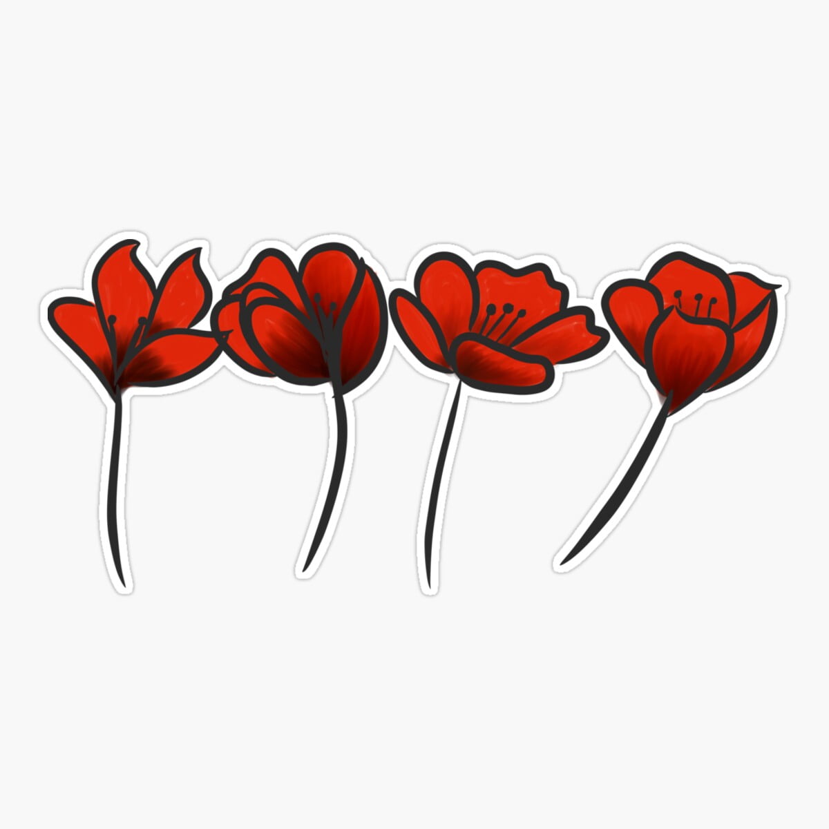 Onim Poppies, Elegant And Striking Sticker, Phone Decal Water Bottle ...