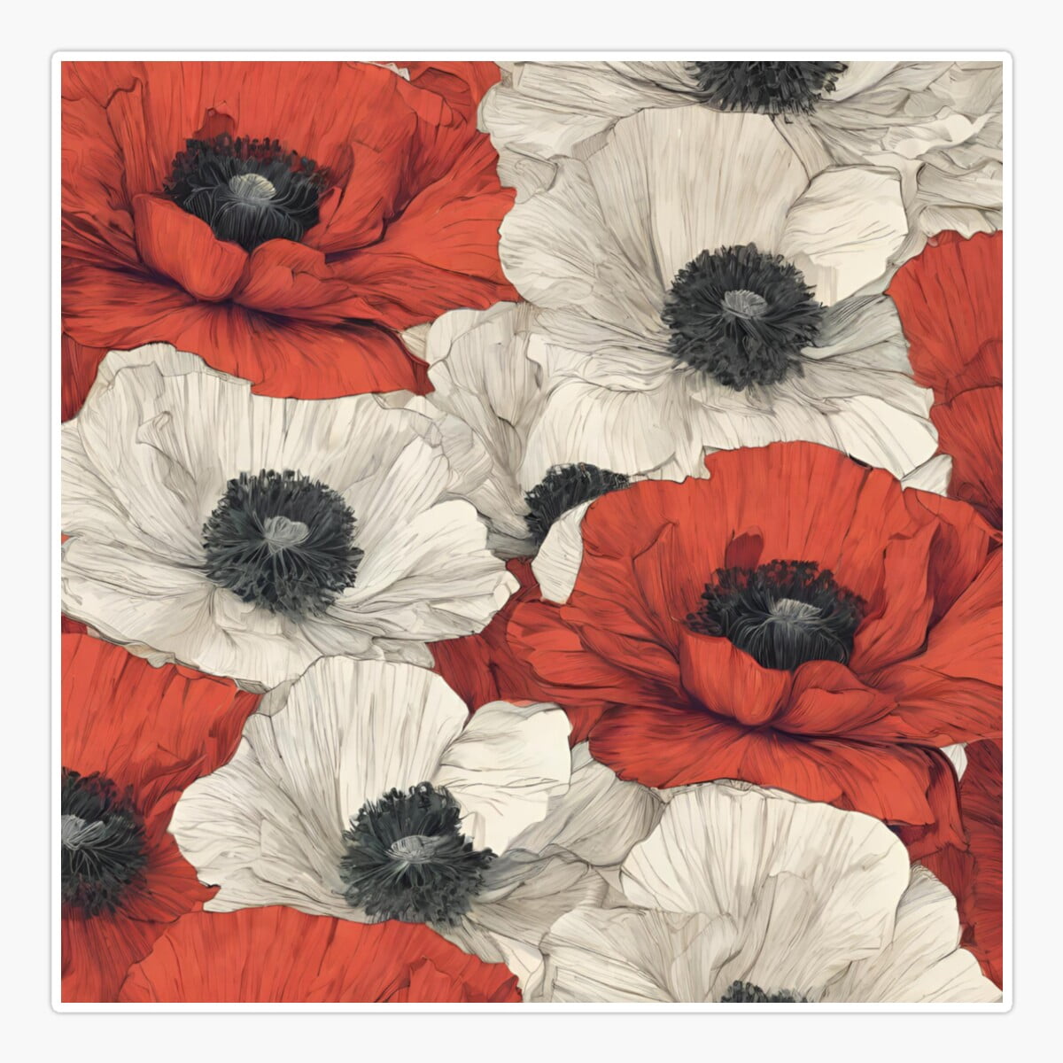 Onim Poppy Petal Pattern Sticker, Phone Decal Water Bottle Stickers Car ...