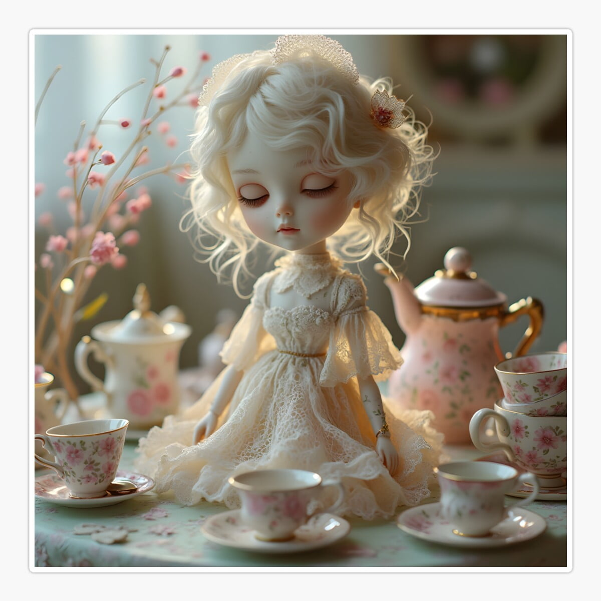Onim Porcelain Dollcore Art Print - Pastel Miniature Aesthetic Sticker ...