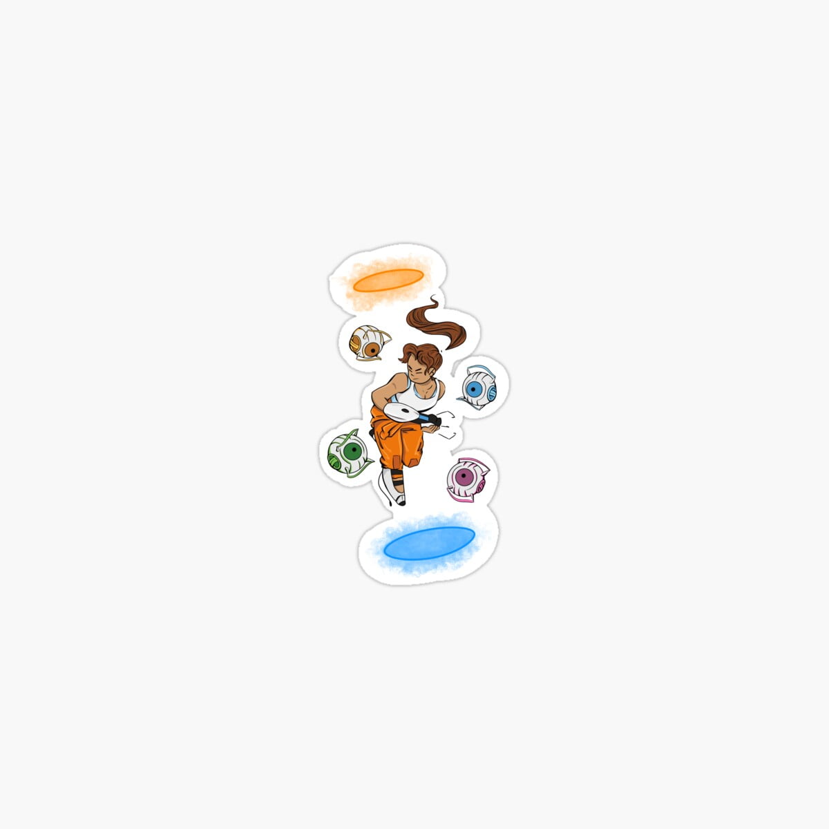 Onim Portal 2 Chell with Personality Cores Sticker - Walmart.com