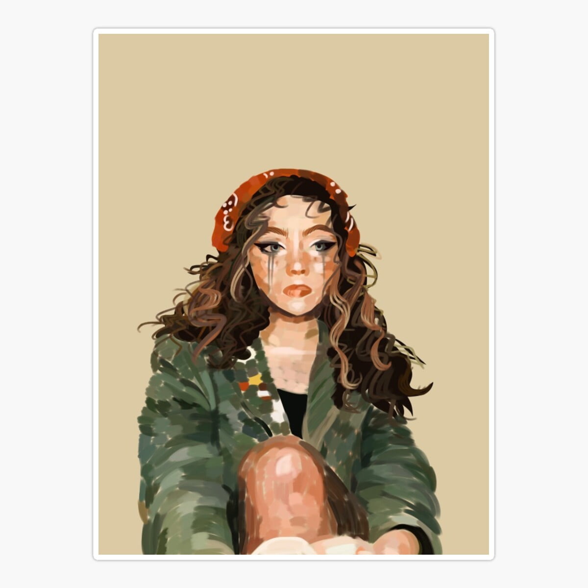 Onim Portrait Of A Crying Girl Sticker, Phone Decal Water Bottle ...