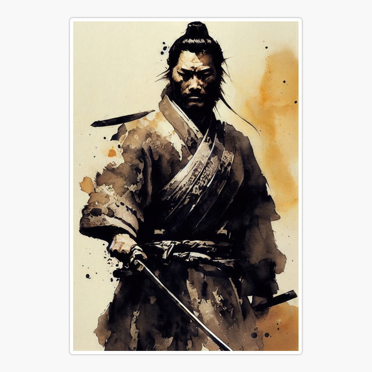 Onim Portrait Of A Samurai Sticker, Phone Decal Water Bottle Stickers ...