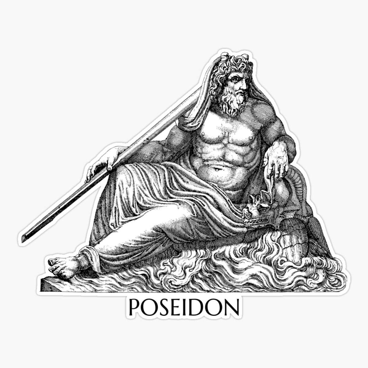 Onim Poseidon The Greek God Sticker, Phone Decal Water Bottle Stickers Car Decals, Funny ...