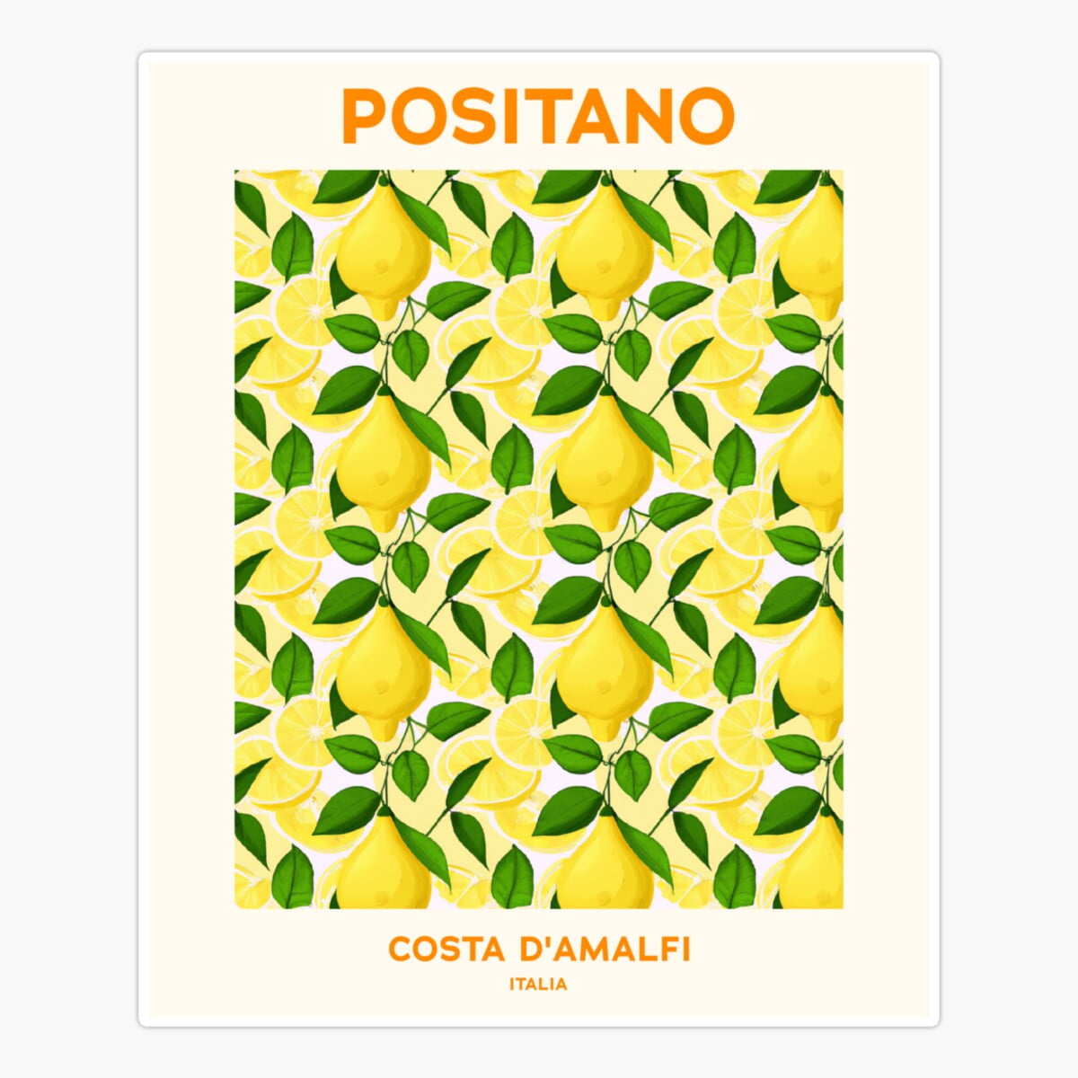 Onim Positano Lemons Costa D'Amalfi Sticker, Phone Decal Water Bottle ...