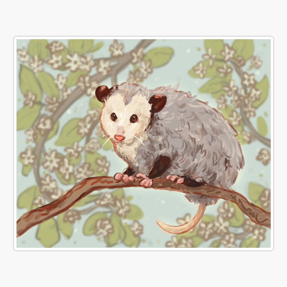 Onim Possum In The Trees | Cute Digital Painting Sticker, Phone Decal ...