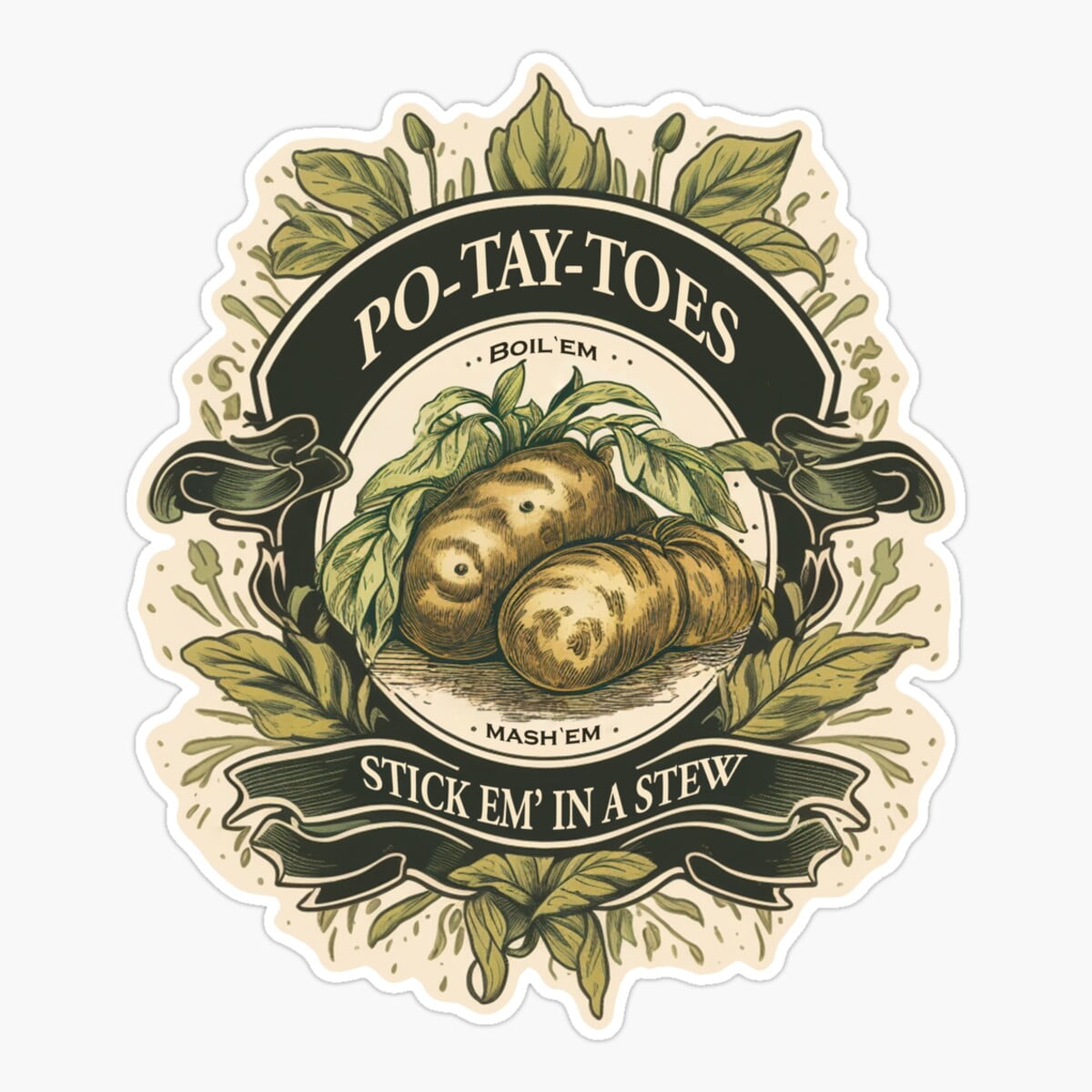 Onim Potatoes: Boil Em, Mash Em, Stick Em In A Stew! Sticker, Phone ...