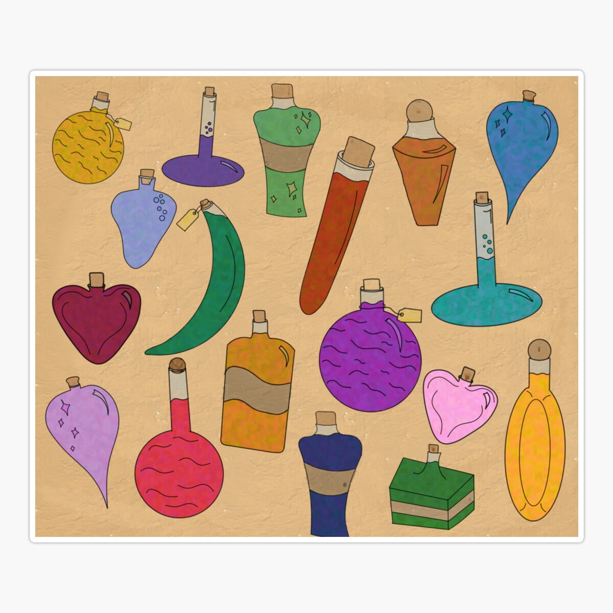 Onim Potions Class Illustration Print Sticker, Phone Decal Water Bottle ...