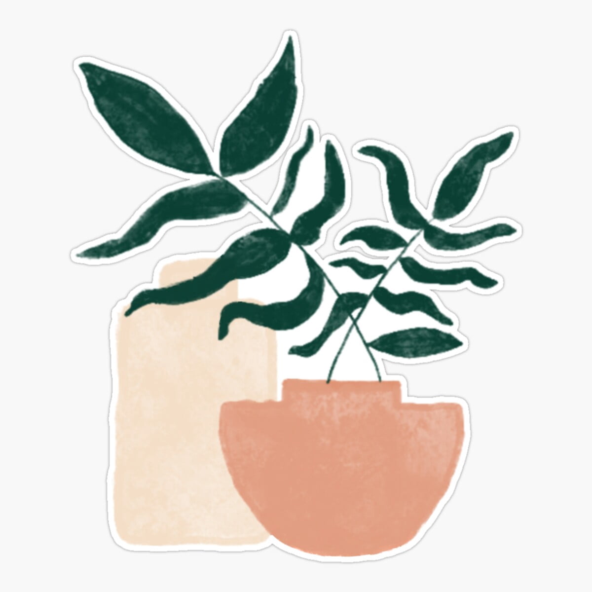 Onim Potted Plant And Vase Sticker, Phone Decal Water Bottle Stickers ...