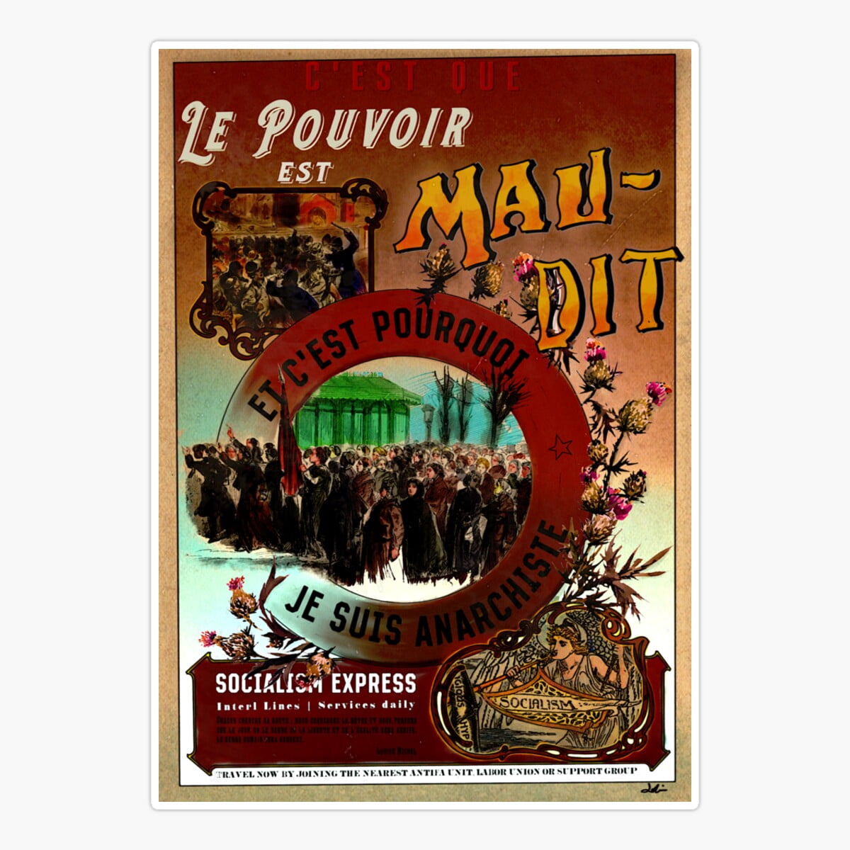 Onim Power Is Cursed - Anarchy & Louise Michel Sticker, Phone Decal ...