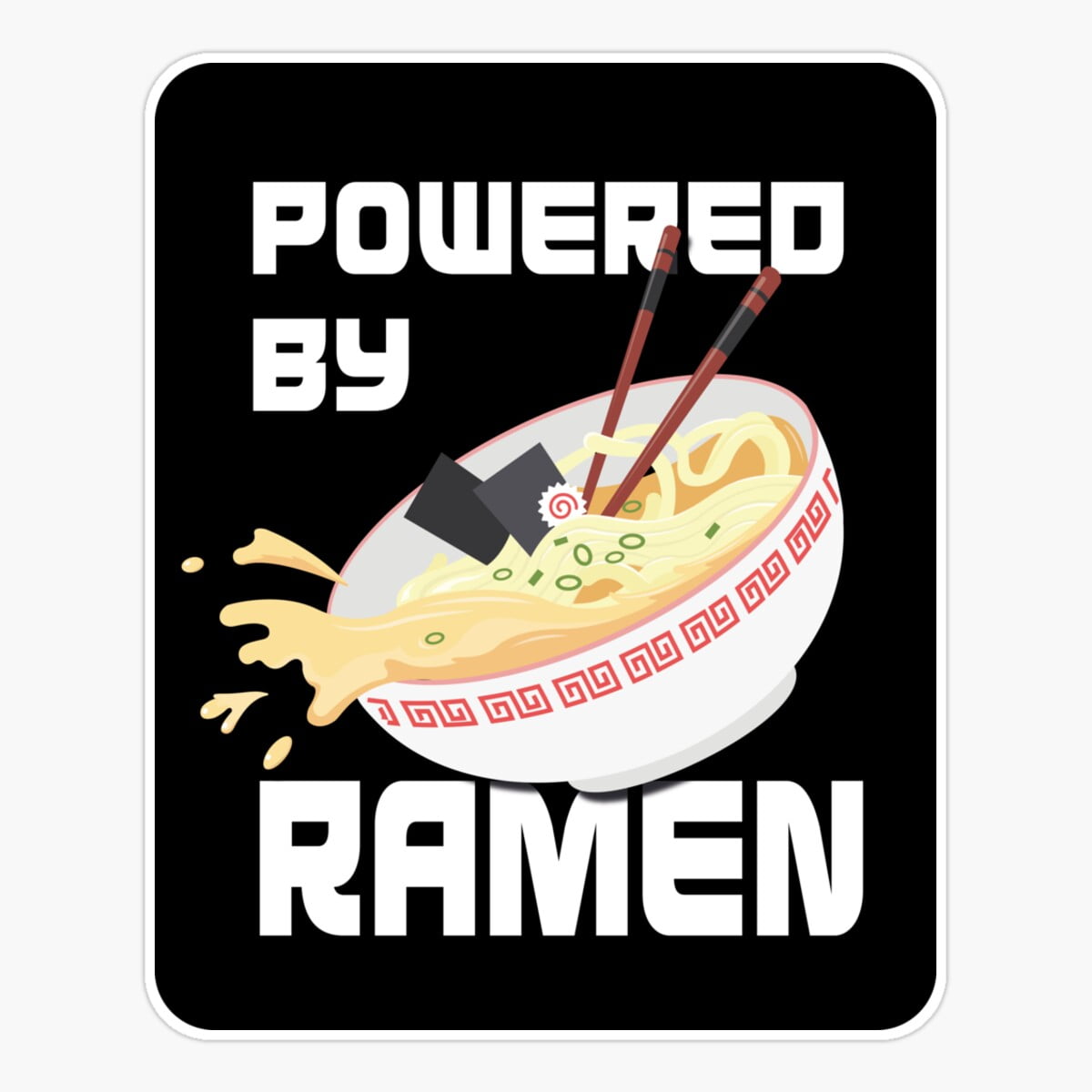 Onim Powered By Ramen Sticker, Phone Decal Water Bottle Stickers Car ...