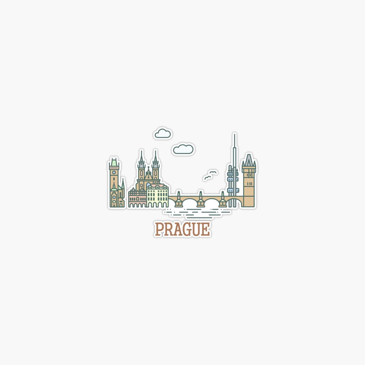 Onim Prague Design illustration Sticker - Walmart.com