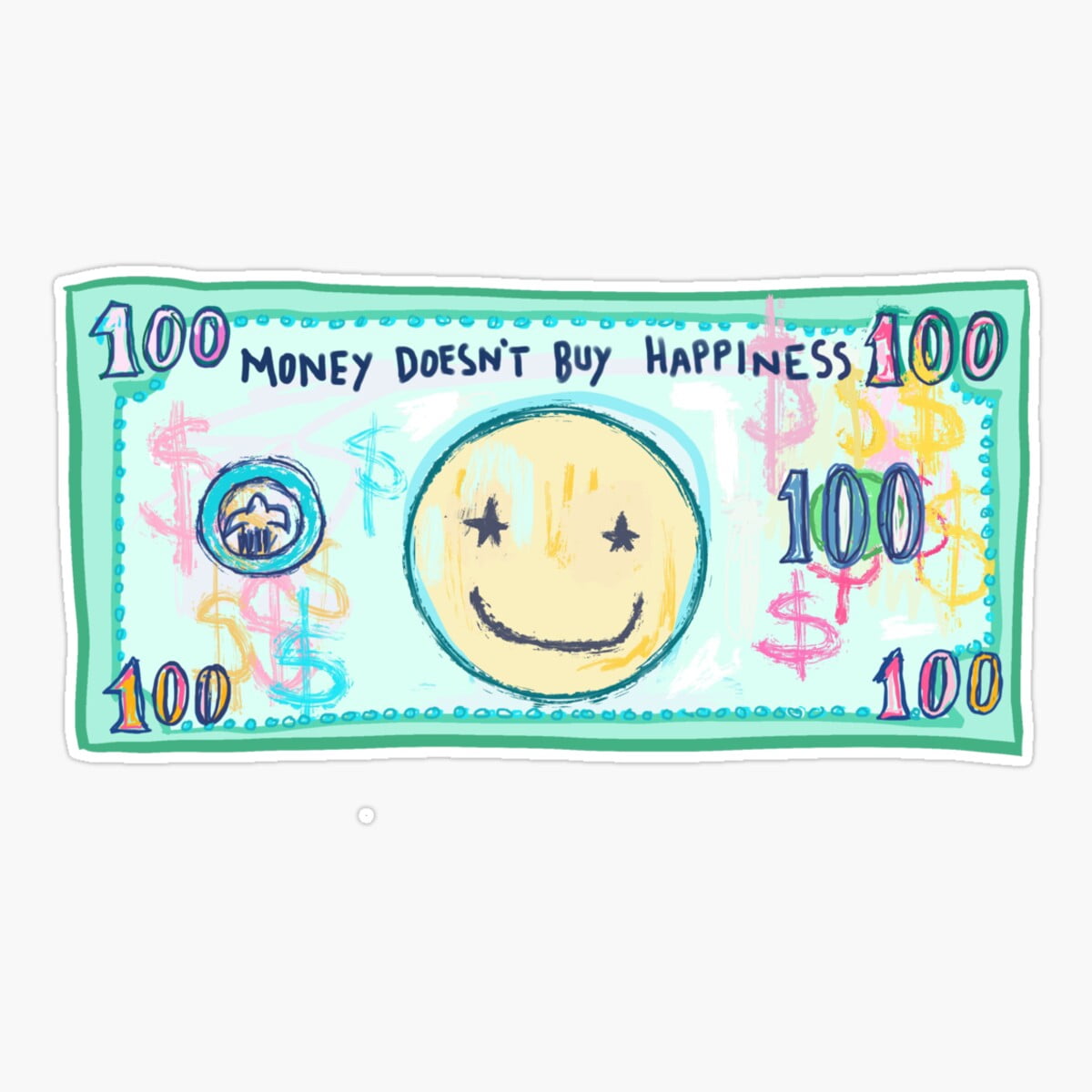 Onim Preppy Art, Dollar Bill, Hundred Dollar Bill, Happy Face, Smiley ...