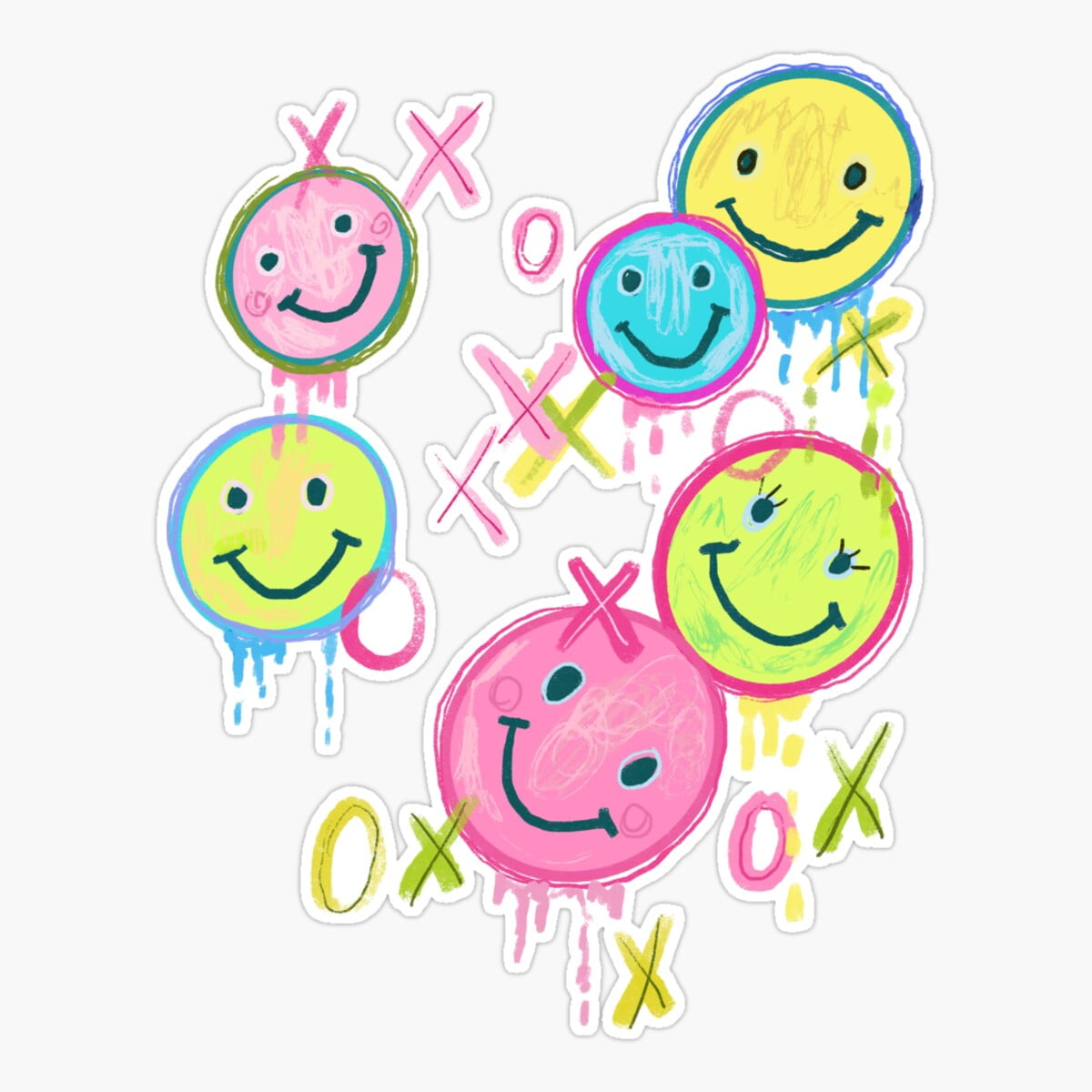 Onim Preppy Art, Happy Face, Smiley Face, Preppy Aesthetic Sticker ...