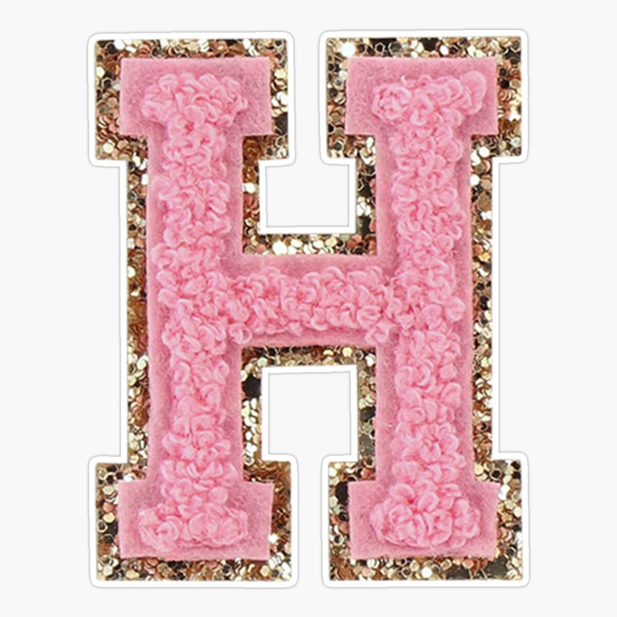 Onim Preppy Pink Varsity Letter H Sticker, Phone Decal Water Bottle ...