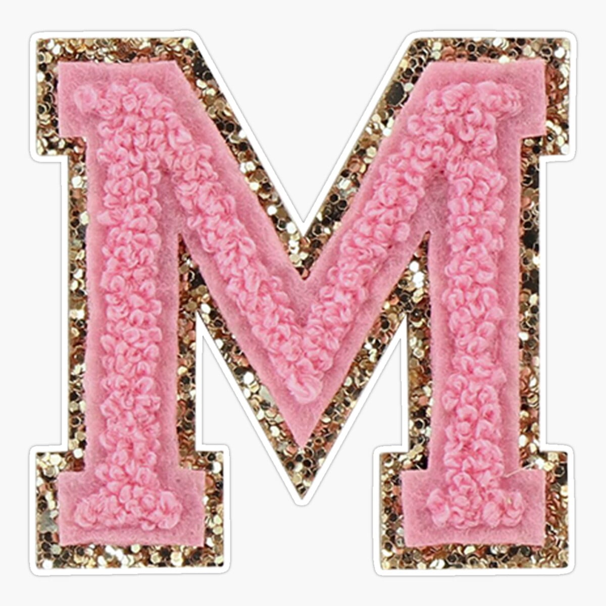 Onim Preppy Pink Varsity Letter M Sticker, Phone Decal Water Bottle ...