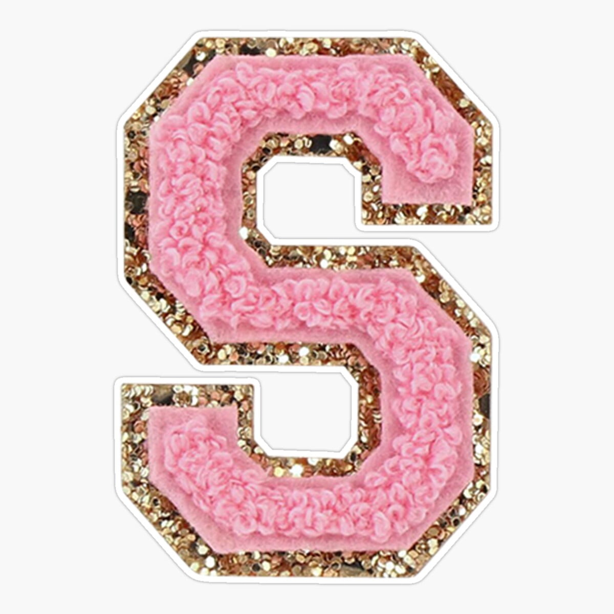 Onim Preppy Pink Varsity Letter S Sticker, Phone Decal Water Bottle ...