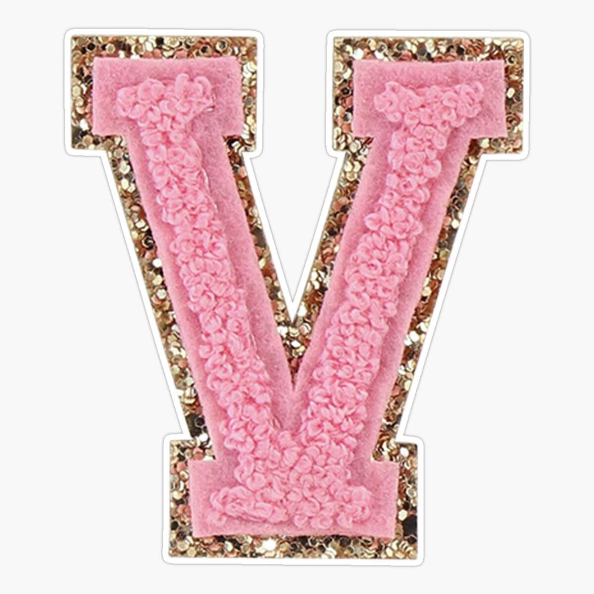 Onim Preppy Pink Varsity Letter V Sticker, Phone Decal Water Bottle ...