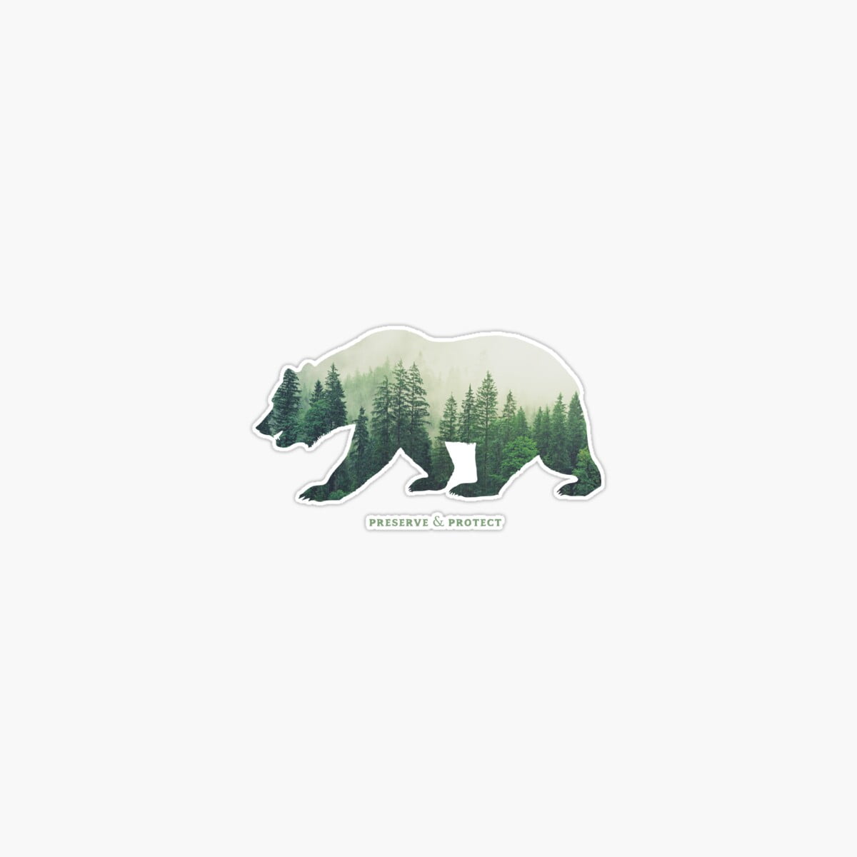Onim Preserve & Protect Nature Double Exposure Bear Silhouette Trees ...