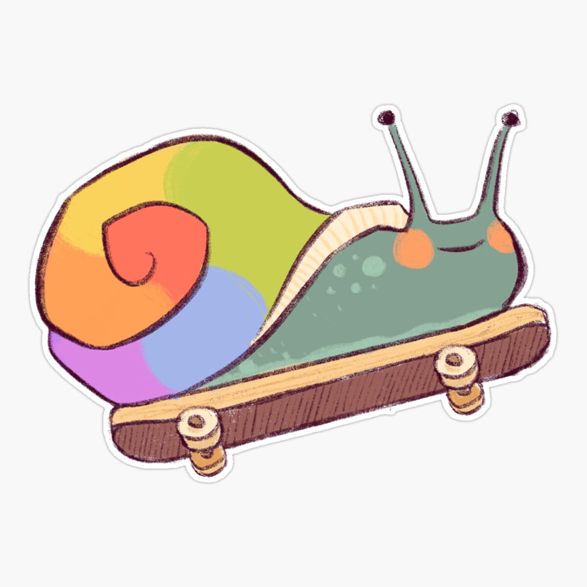 Onim Pride Snail On A Skateboard Sticker, Phone Decal Water Bottle ...