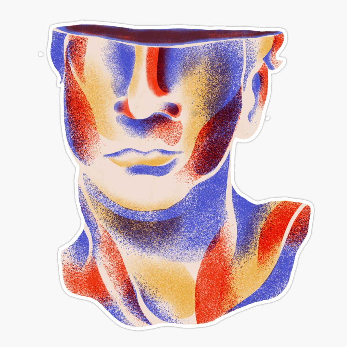 Onim Primary Color Broken Bust Sticker, Phone Decal Water Bottle ...