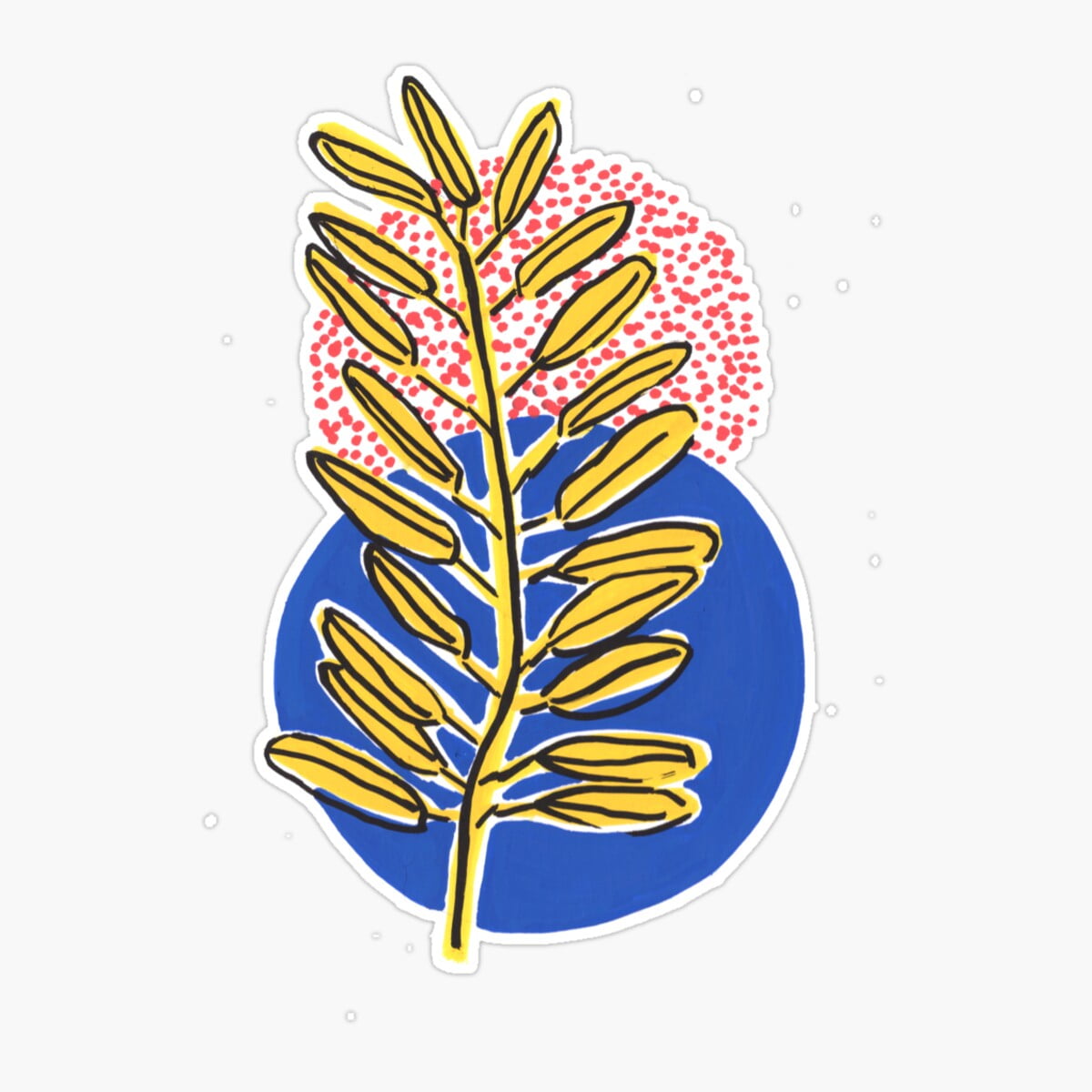 Onim Primary Colors Botanical Sticker, Phone Decal Water Bottle ...