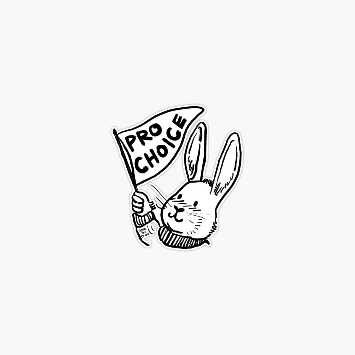 Onim Pro Choice Bunny (Black Outline) Sticker, Phone Decal Water Bottle ...