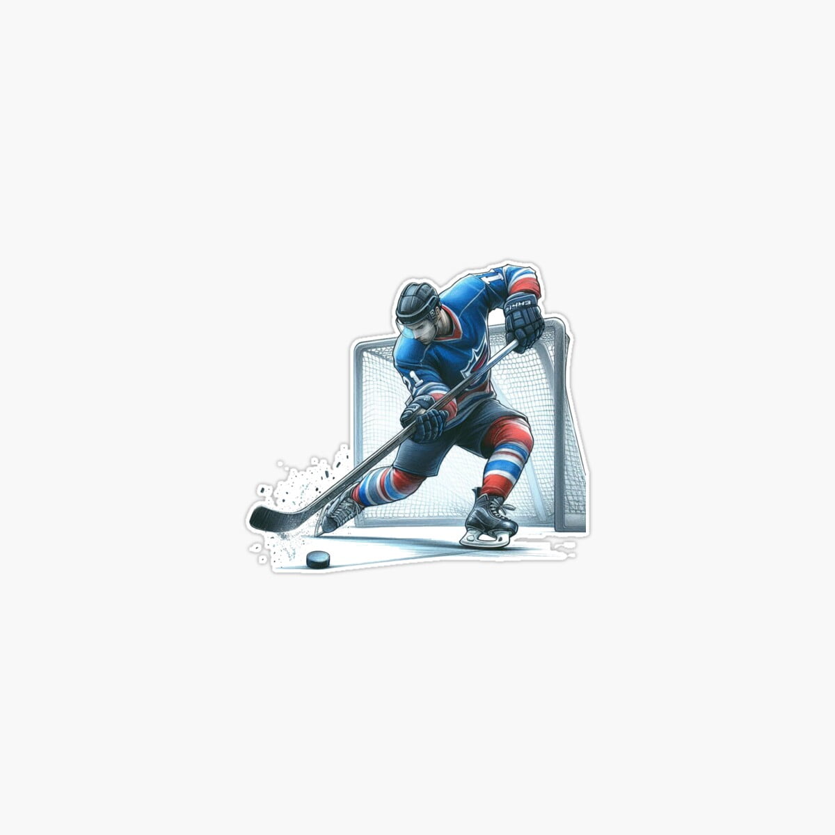 Onim Pro Hockey Player Shooting Goal 3D Sketch , Sticker, Phone Decal ...