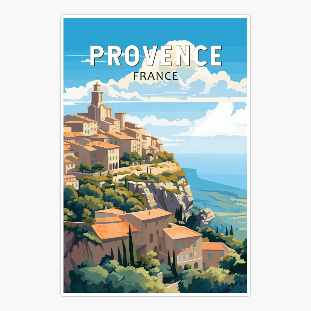 Onim Provence France Travel Art Vintage Sticker, Phone Decal Water ...