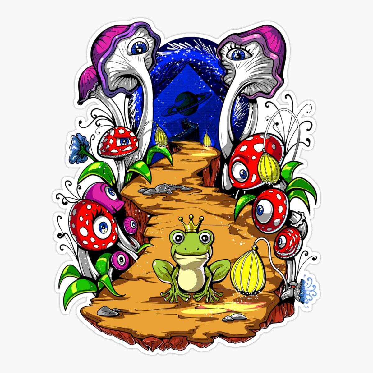 Onim Psychedelic Mushrooms Forest Sticker, Phone Decal Water Bottle ...