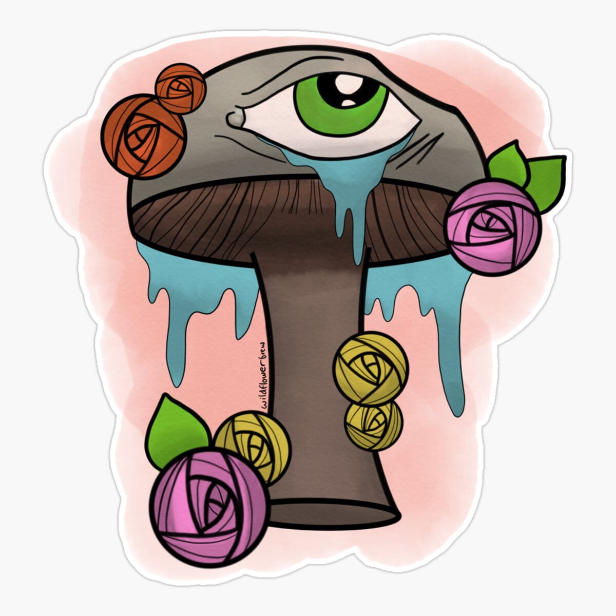 Onim Psychedelic Punk Mushroom Tattoo Design Sticker, Phone Decal Water ...