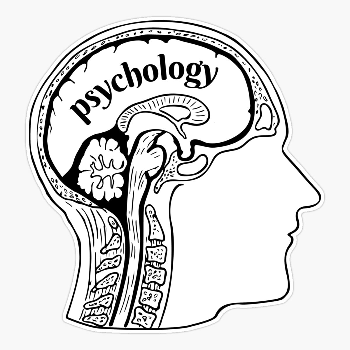 Onim Psychology Brain Anatomy Dark Academia Cognitive Science Sticker ...